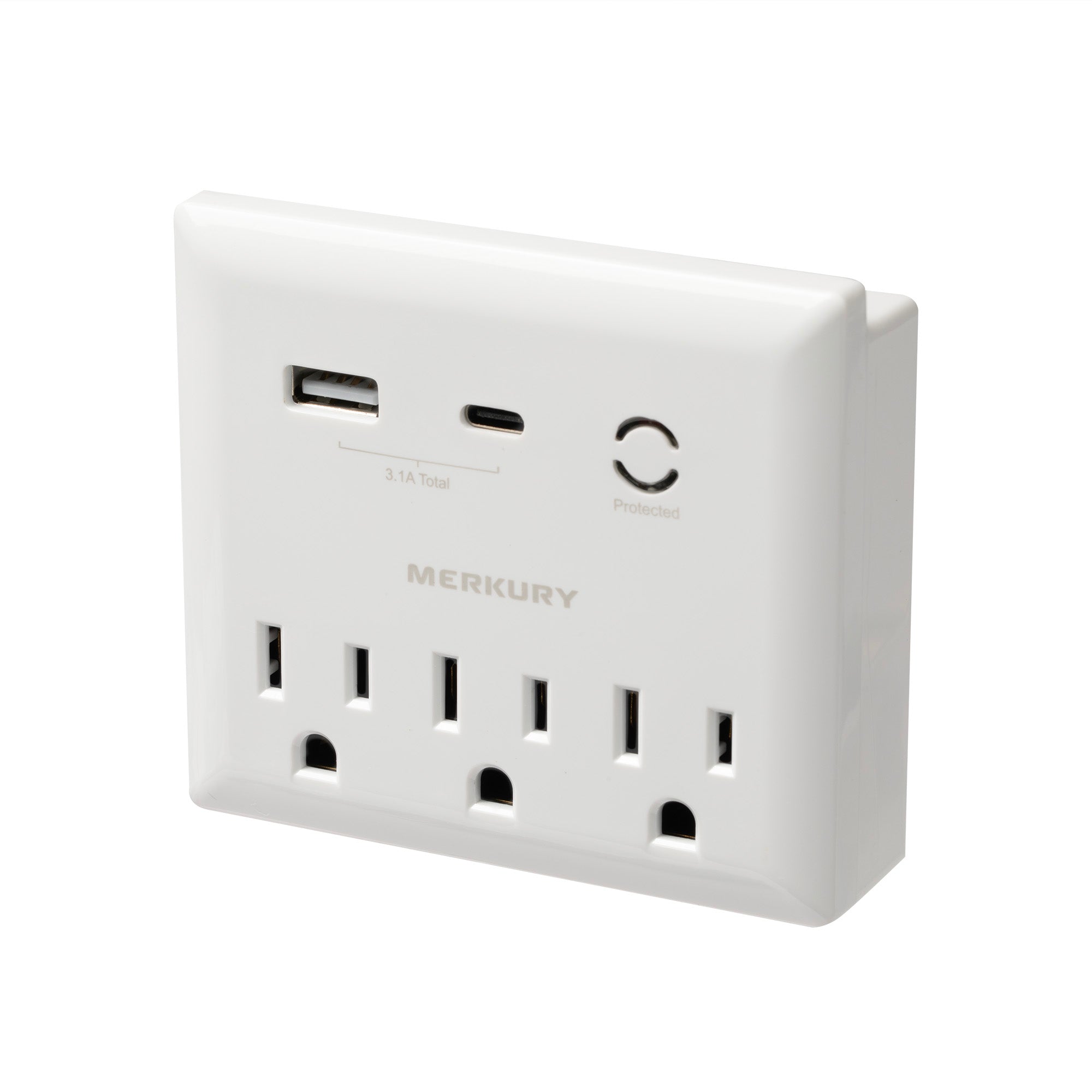3 Outlet 2 USB Wall Tap with USB-C -3.1A – Merkury Innovations